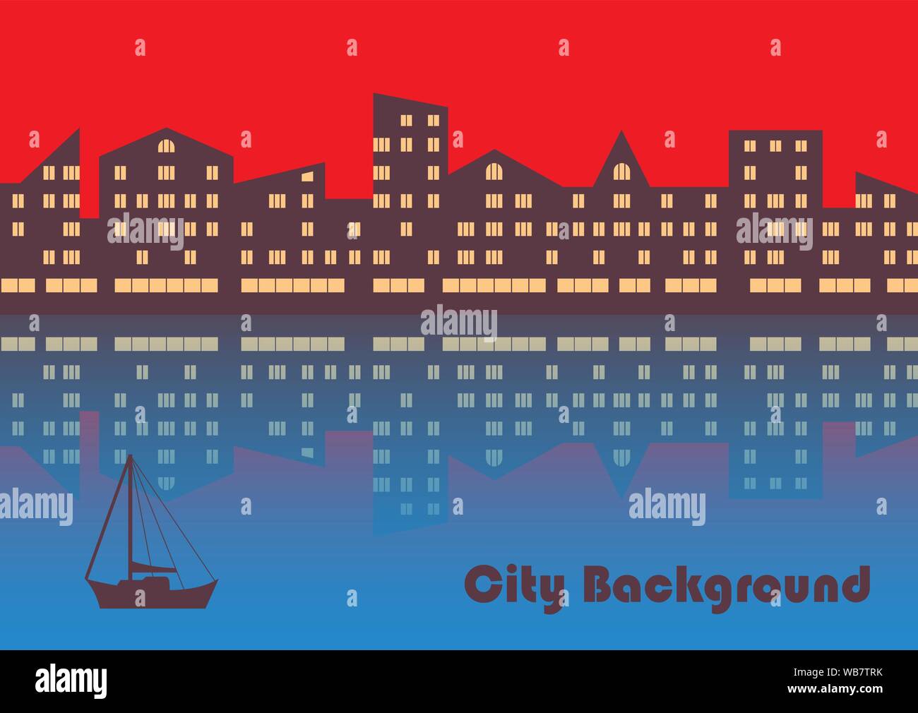 Evening view illuminated city Stock Vector Images - Alamy