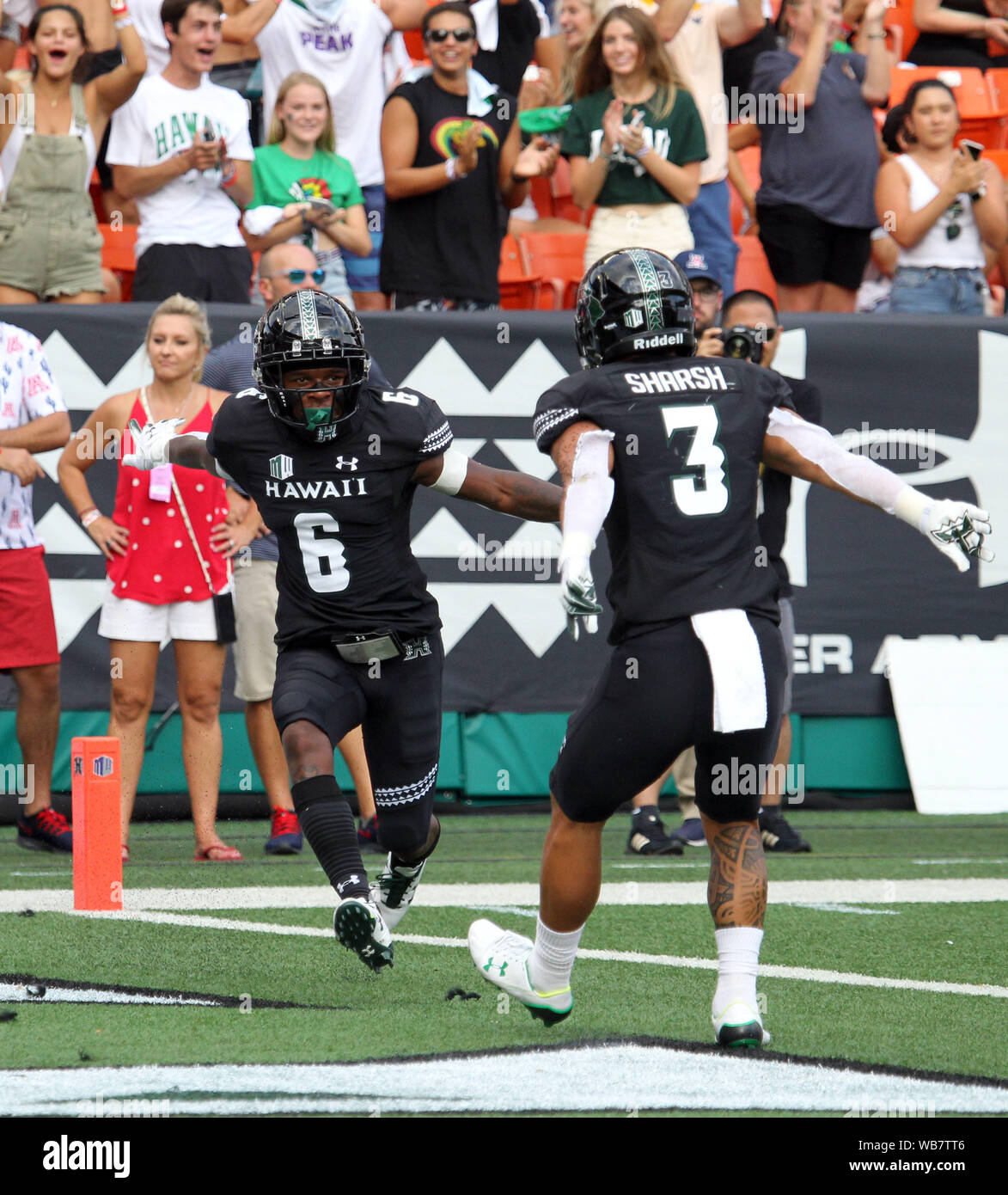 Honolulu, Hawaii, USA. 24th August, 2019. Hawaii Rainbow Warriors wide ...