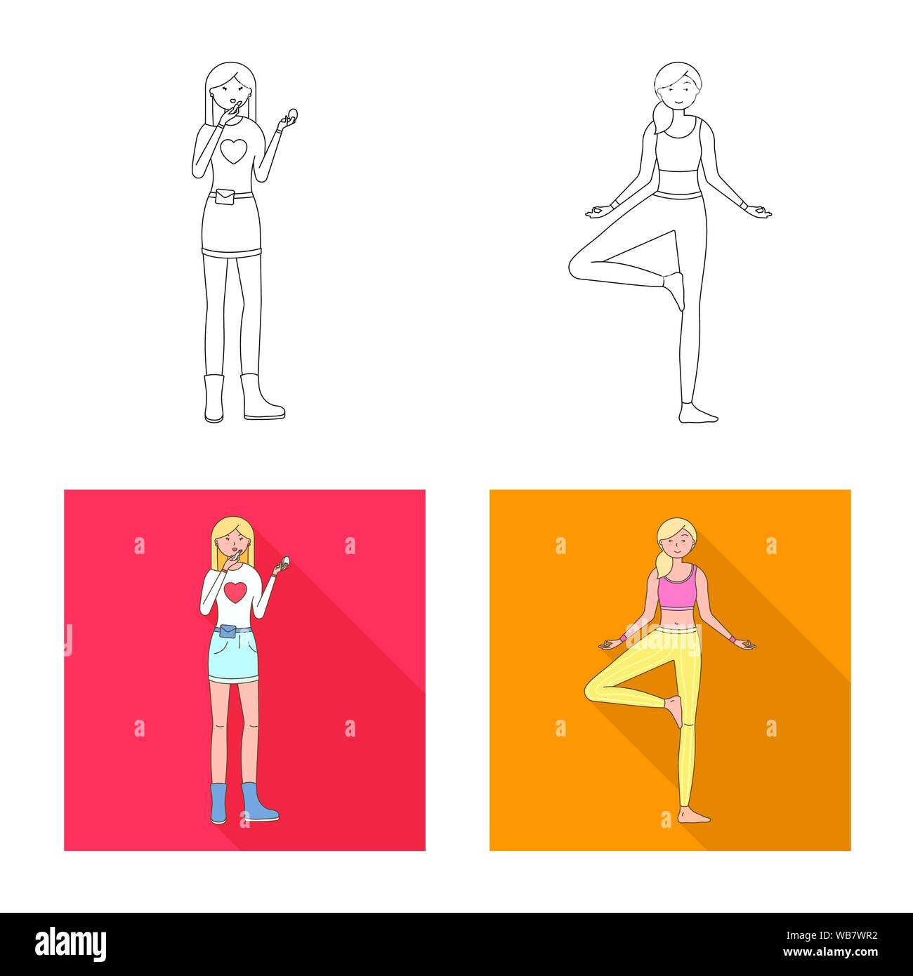 Isolated object of posture and mood symbol. Collection of posture and ...