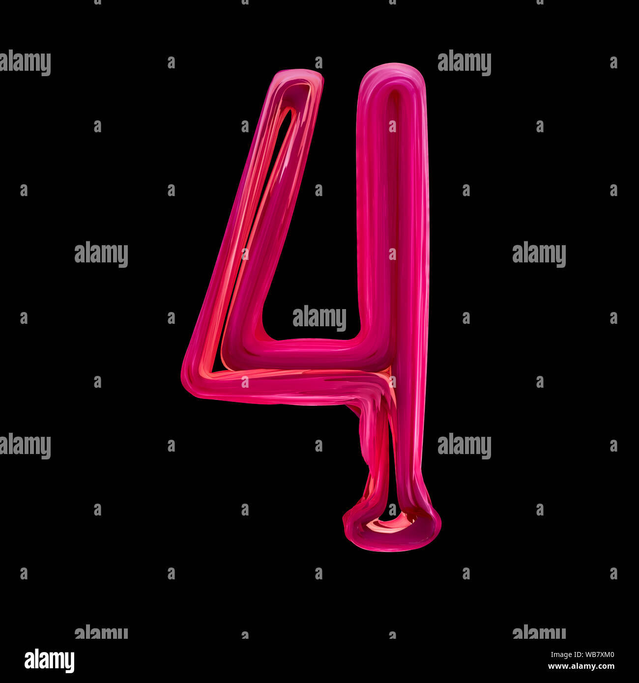 Alphabet candy twisted style art and illustration digit four. 3D ...