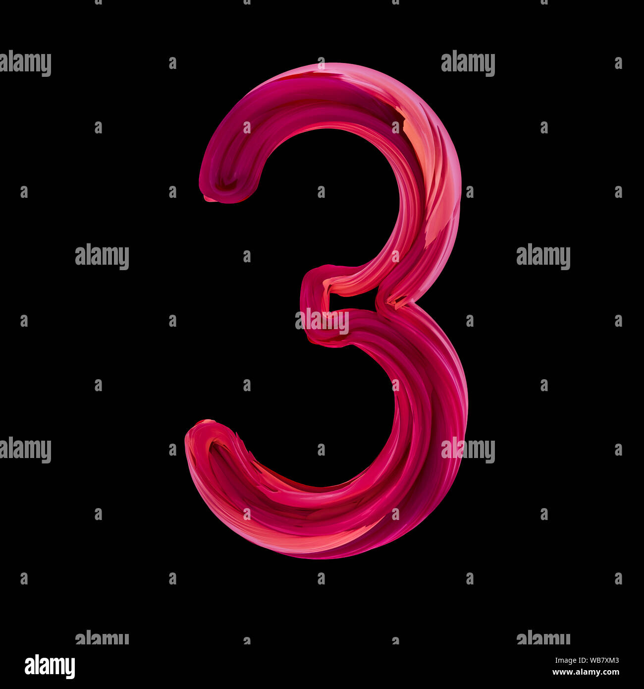 Alphabet candy twisted style art and illustration digit three. 3D ...