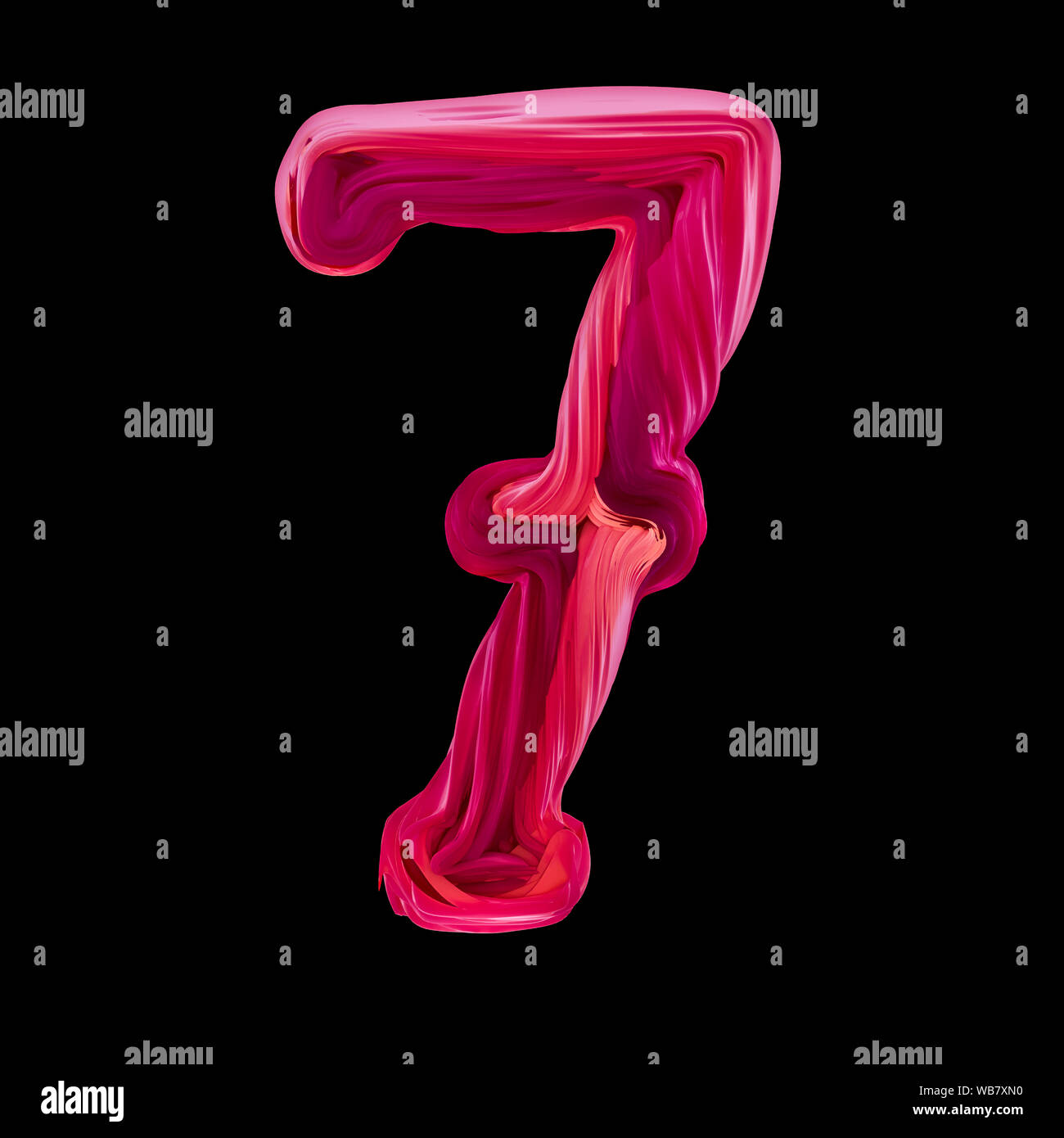 Alphabet candy twisted style art and illustration digit seven. 3D ...