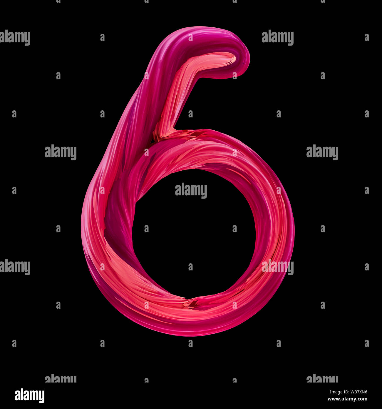 Alphabet candy twisted style art and illustration digit six. 3D ...