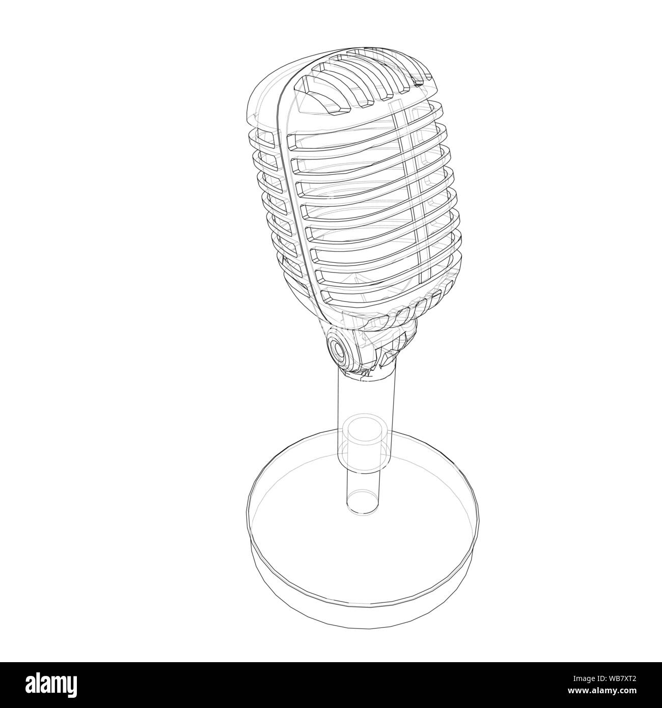 Outline vintage microphone vector. Wire-frame style. The layers of ...