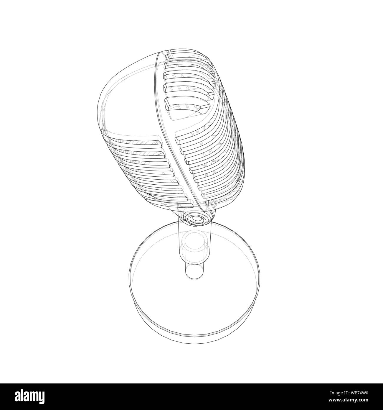 Outline vintage microphone vector. Wire-frame style. The layers of ...