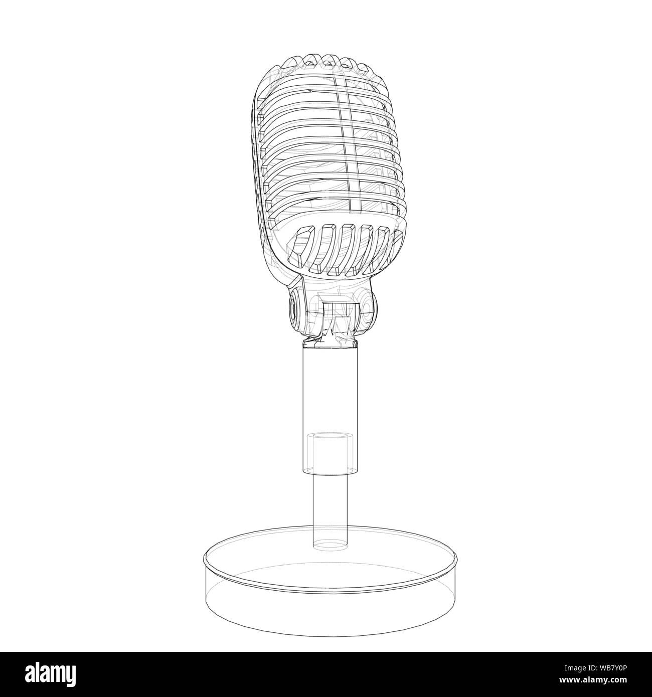Outline vintage microphone vector. Wire-frame style. The layers of ...