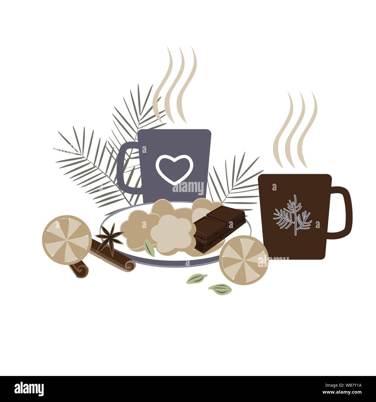 Hot chocolate orange cinnamon Stock Vector Images - Alamy