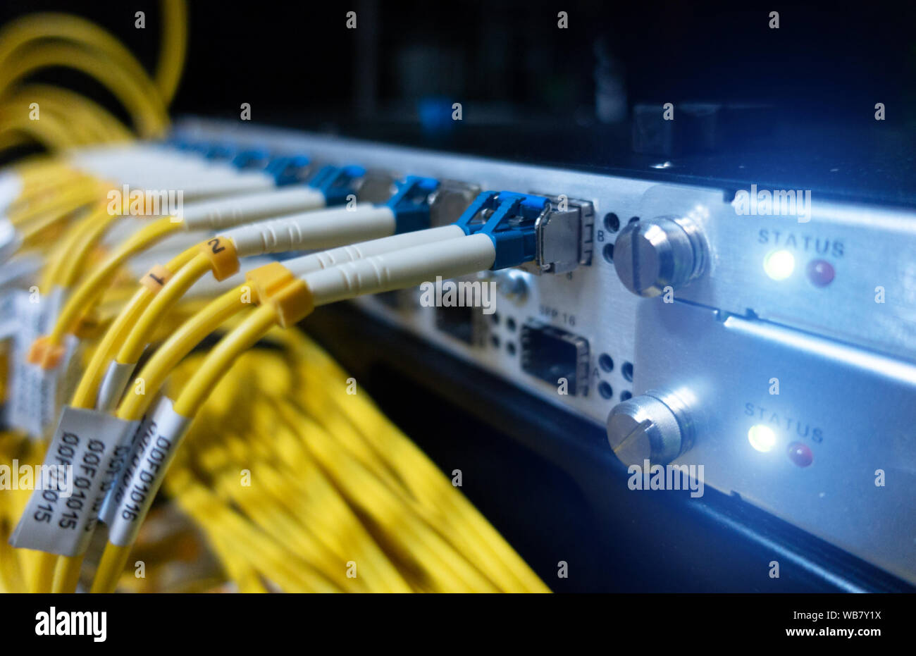 optic fiber cables connected to data center Stock Photo - Alamy