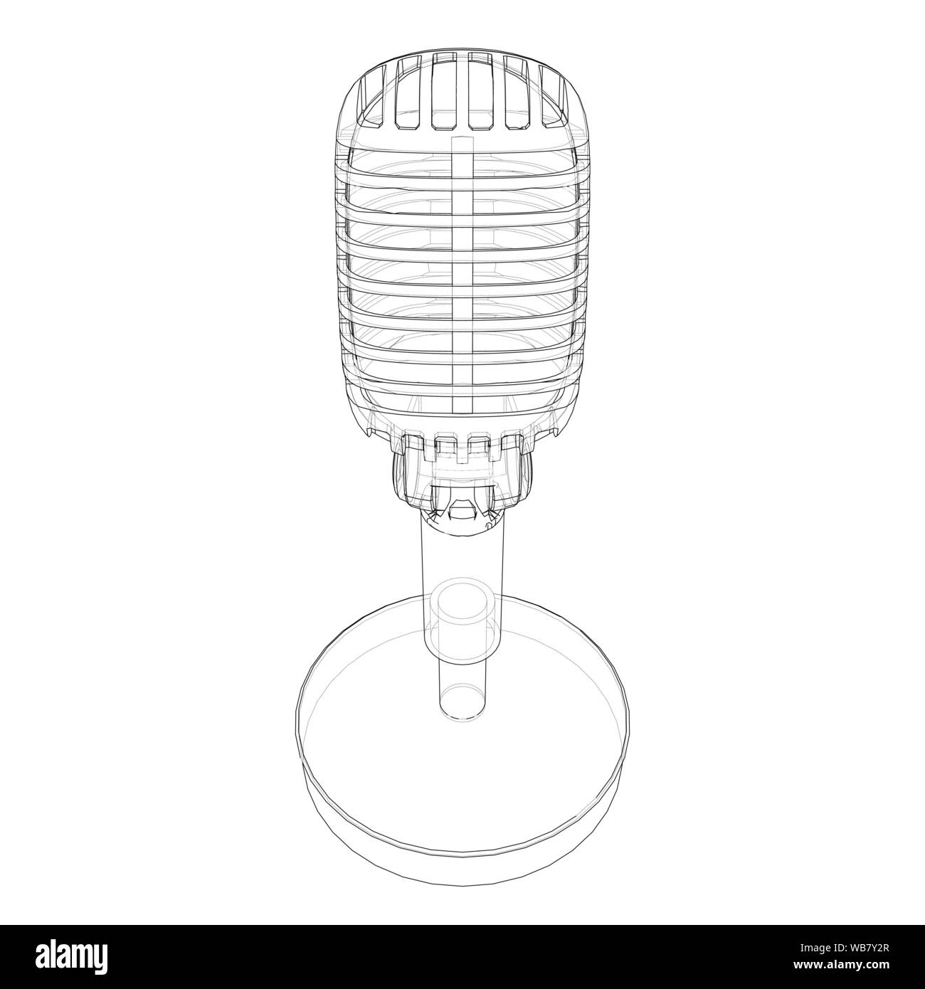 Outline vintage microphone vector. Wire-frame style. The layers of ...