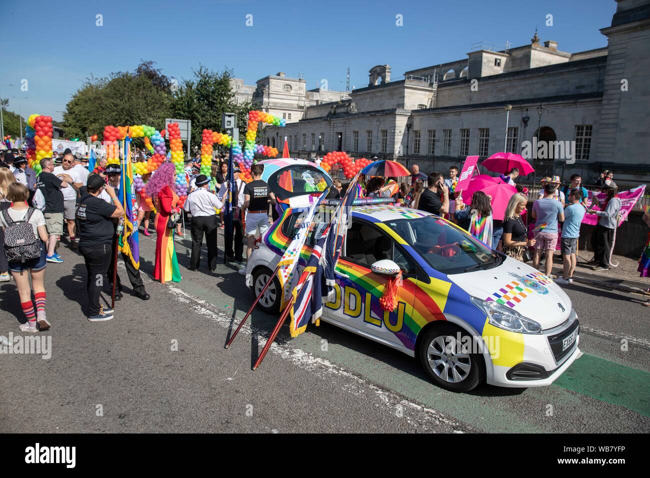 A Special Lgbt Branded South Wales Police Car During The Pride Cymru