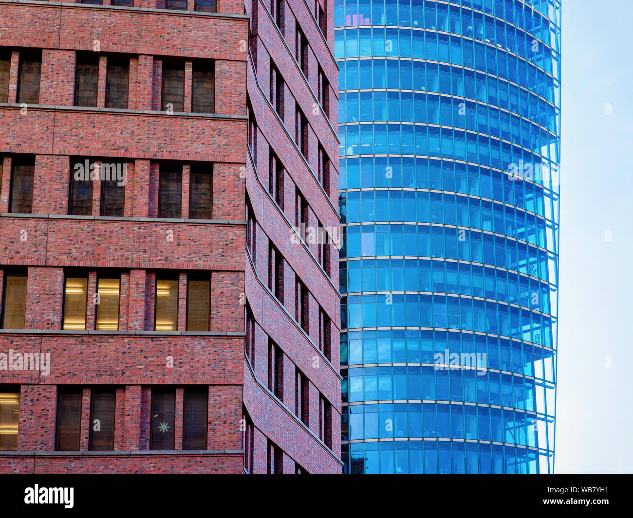 Modern Blue glass European apartment house and business buildings ...