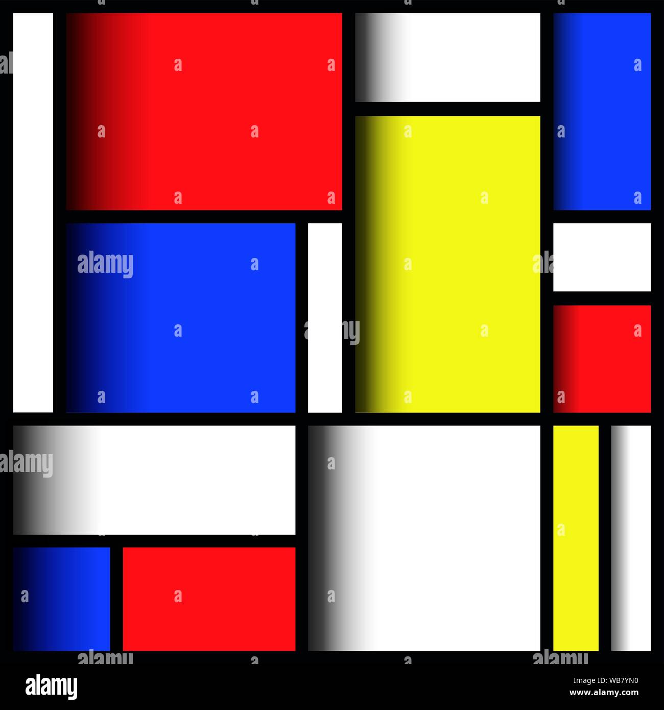 Geometric design in primary colours, with three dimensional layered ...