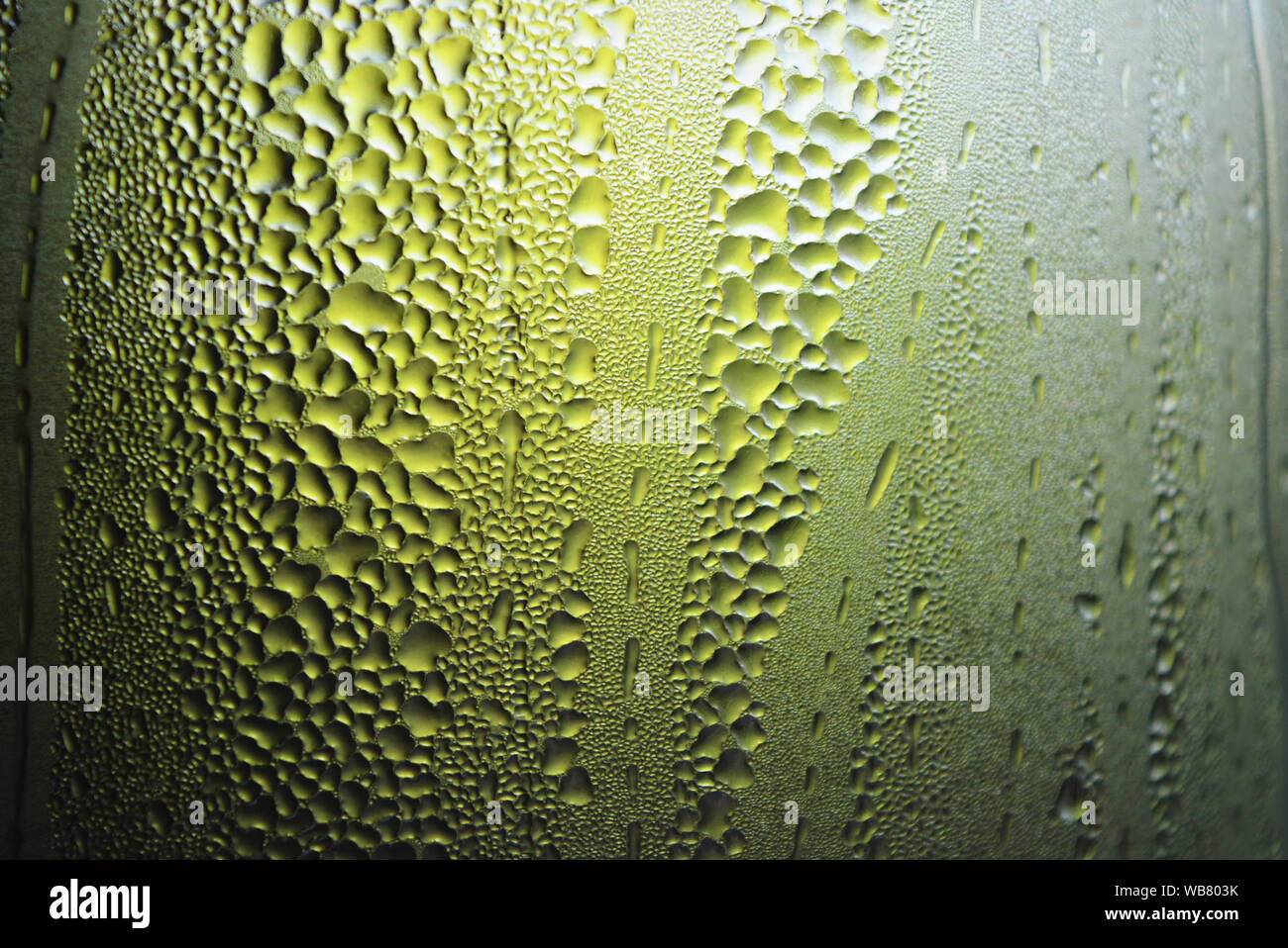 Transparent glass steamed with steam, condensation of water and small ...