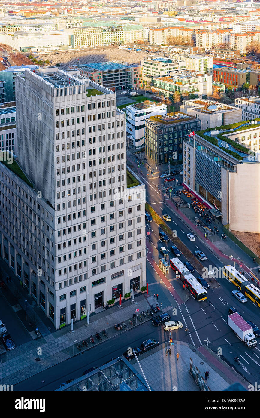 Aerial view on modern office building architecture in Potsdamer Platz ...