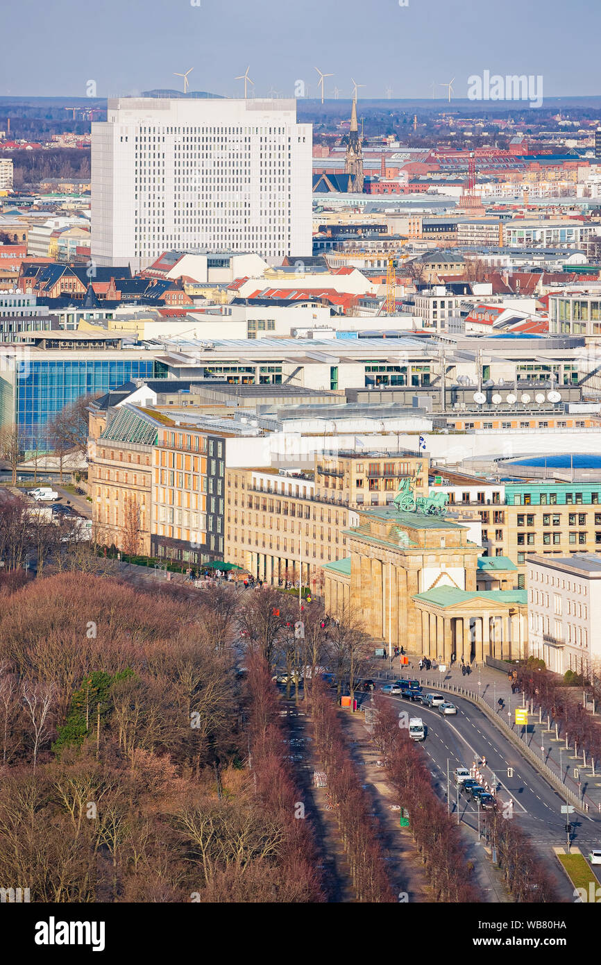 Cityscape of Brandenburg gate and Street in German City centre in ...