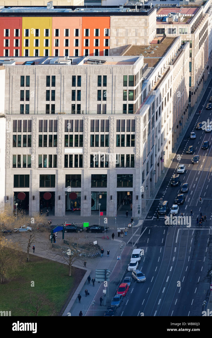 Aerial view on modern building architecture and shopping street in ...