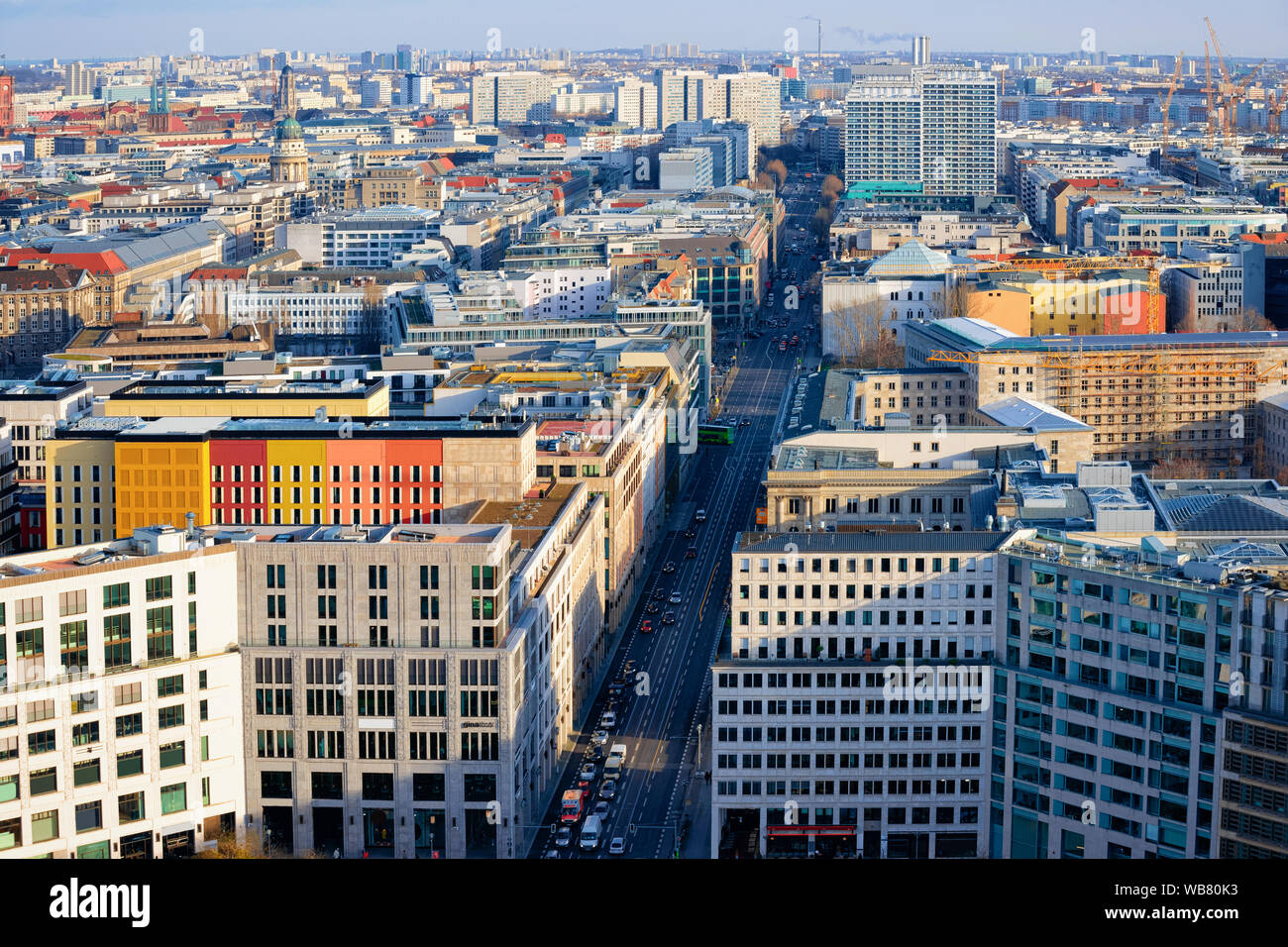 Aerial view to modern building architecture and shopping street in ...