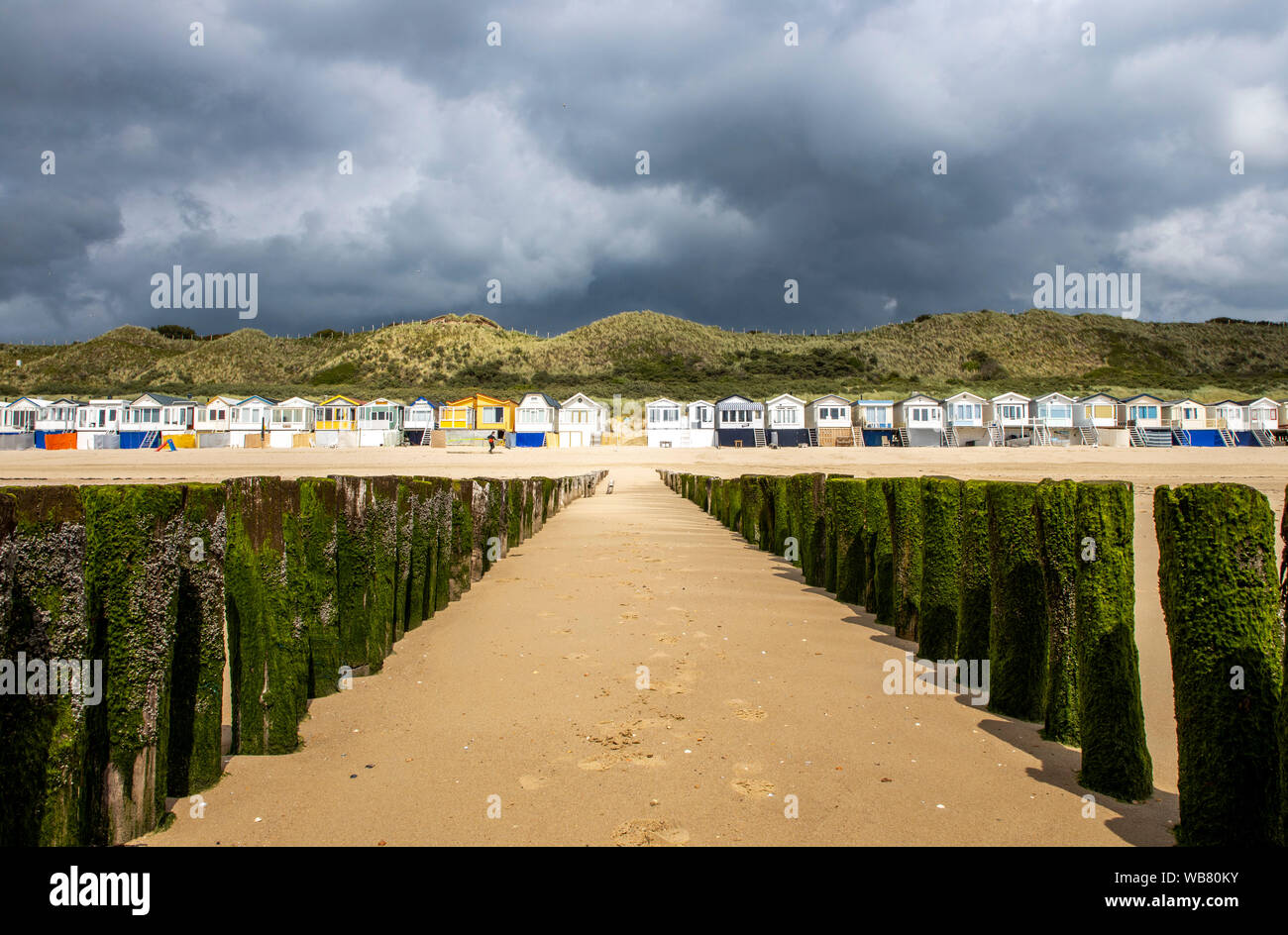 Beach at the seaside resort Dishoek, province Zeeland, peninsula ...
