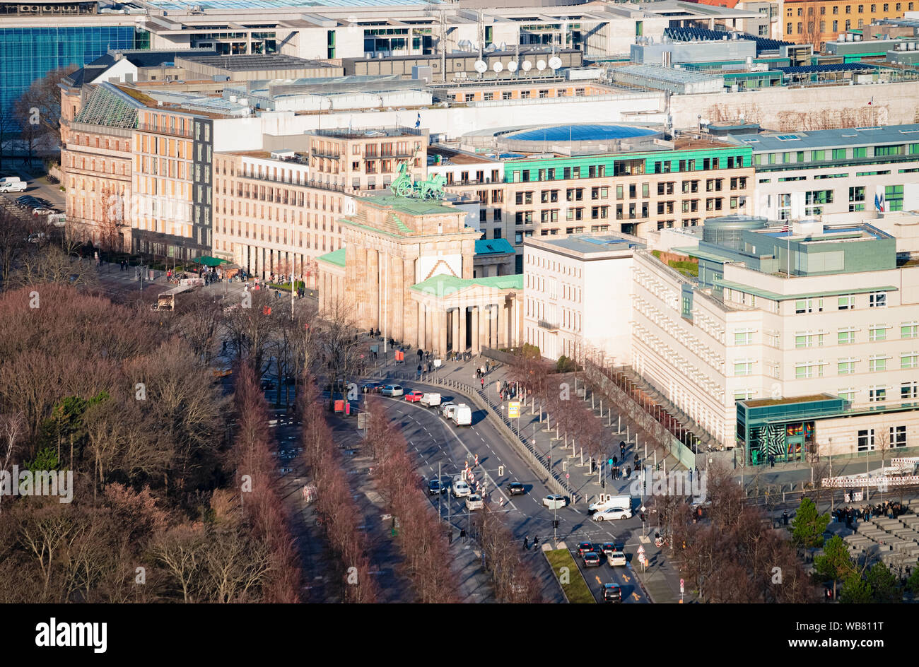 Cityscape with Brandenburg gate and Street in German City centre in ...