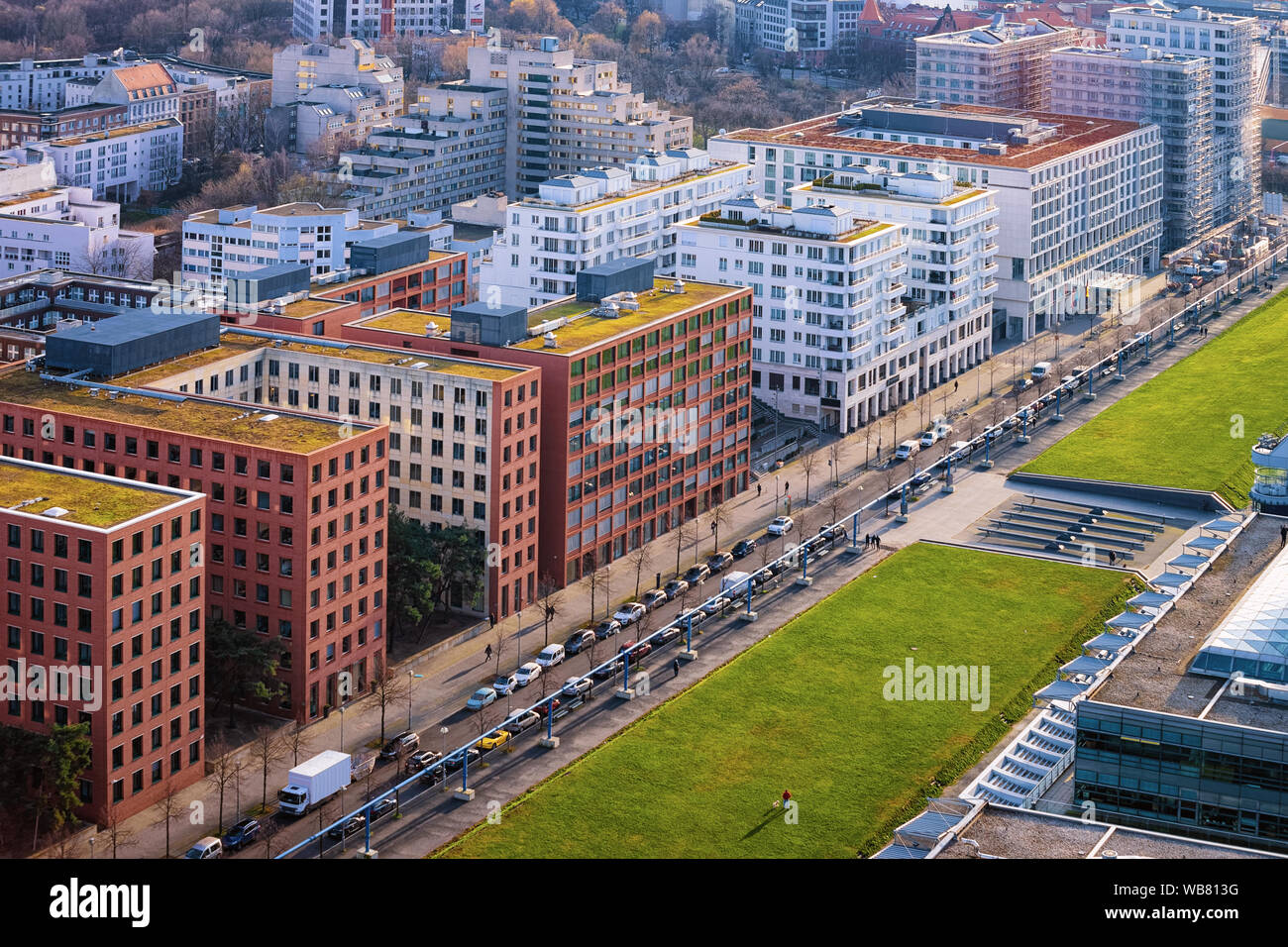 Aerial view to modern apartment residential building architecture in ...