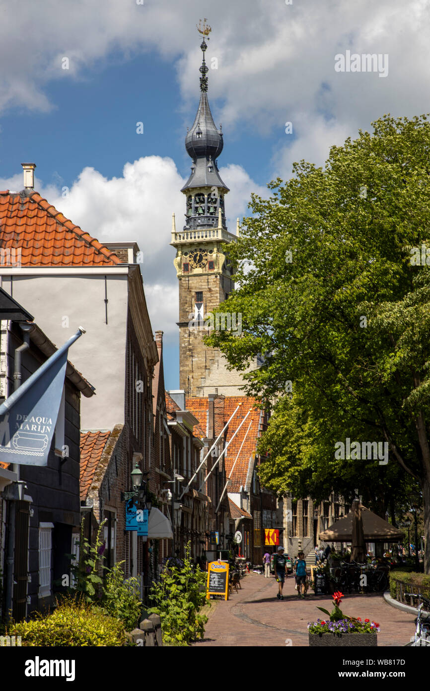 The town of Veere, Zeeland province, Netherlands, the old town hall ...