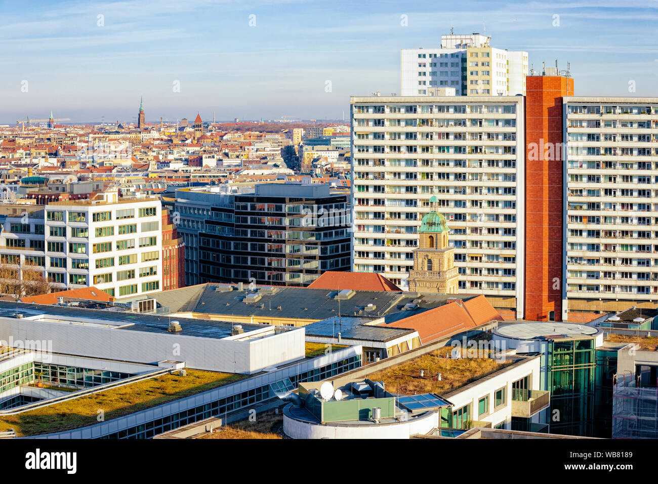 Aerial view of cityscape in City centre downtown in Berlin in Germany ...