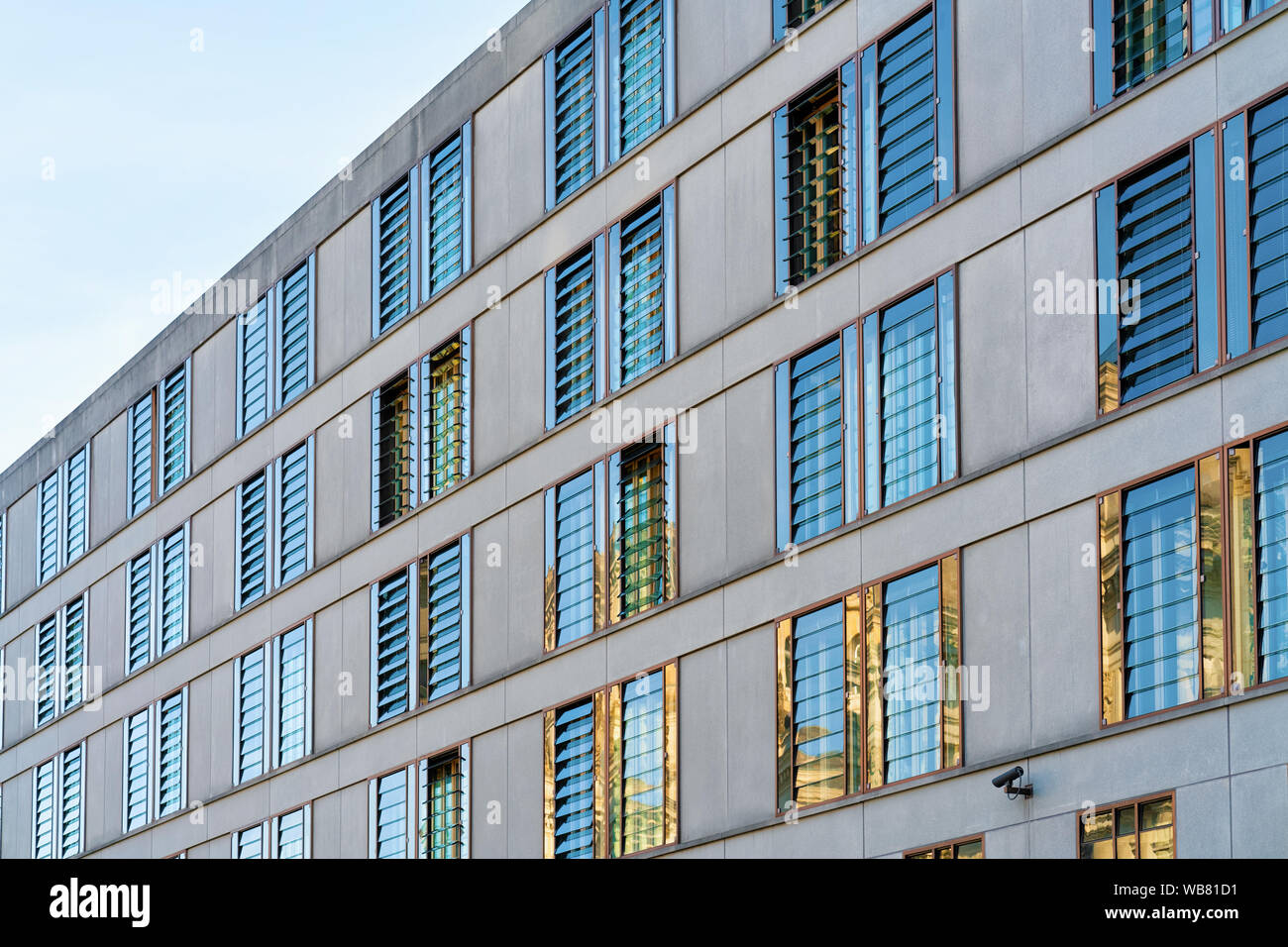 Modern Blue glass European apartment house and business building ...