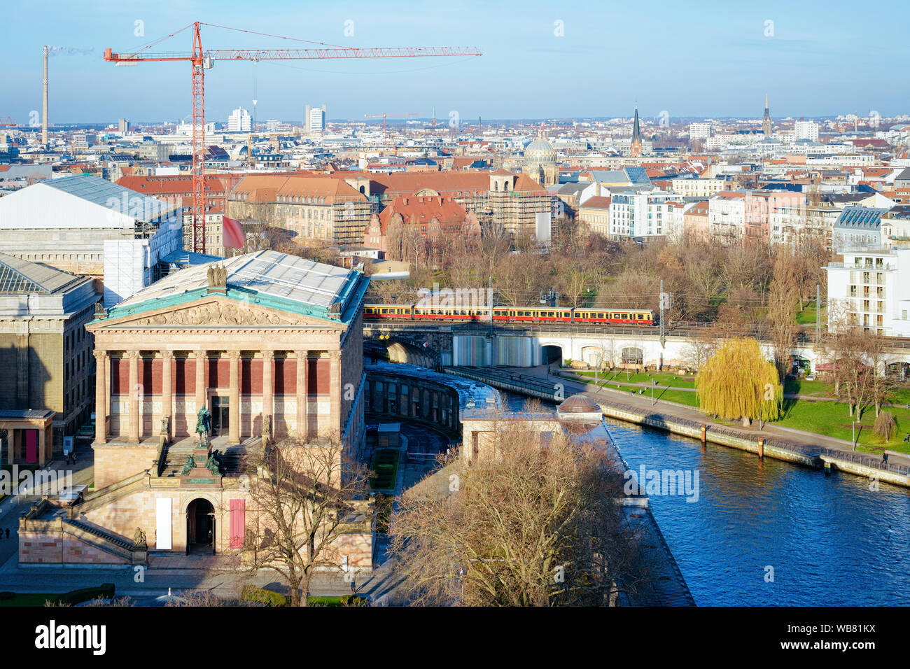 Cityscape and Alte Nationalgalerie Old national gallery and Spree River ...
