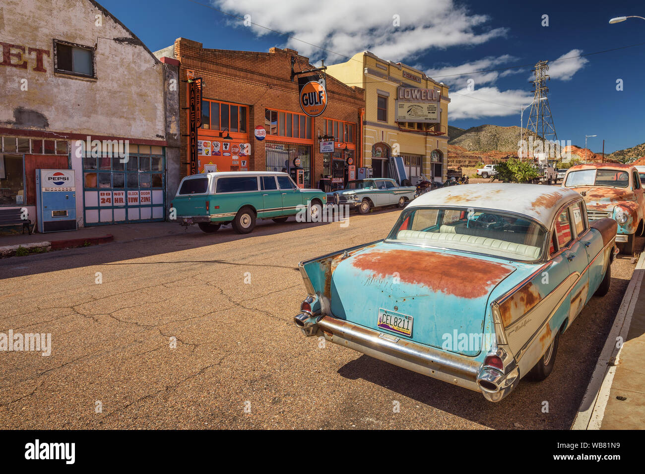 Historic Erie street in Lowell, now part of Bisbee, Arizona Stock Photo ...