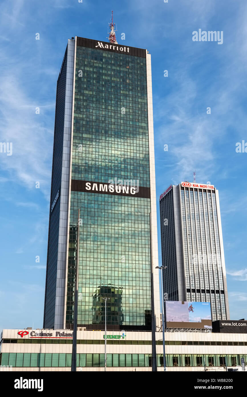 Warsaw, Poland - June 1, 2019: Marriott Hotel skyscraper tower, luxury ...
