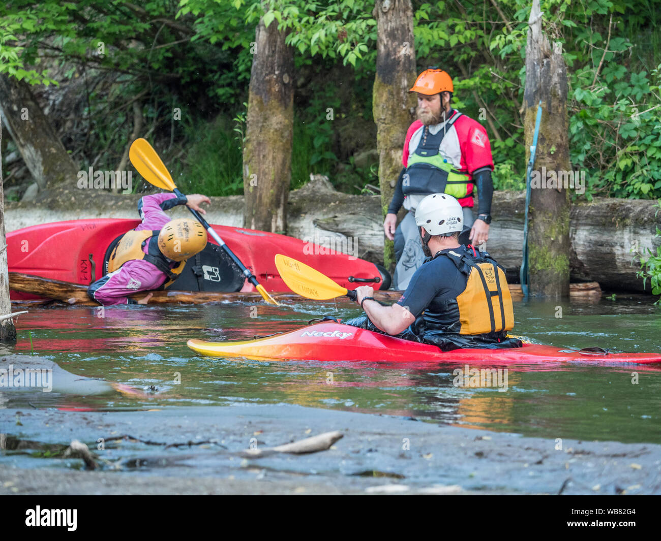 Józefów, Poland - May 12: canoeing, extreme kayaking. The guy in a ...