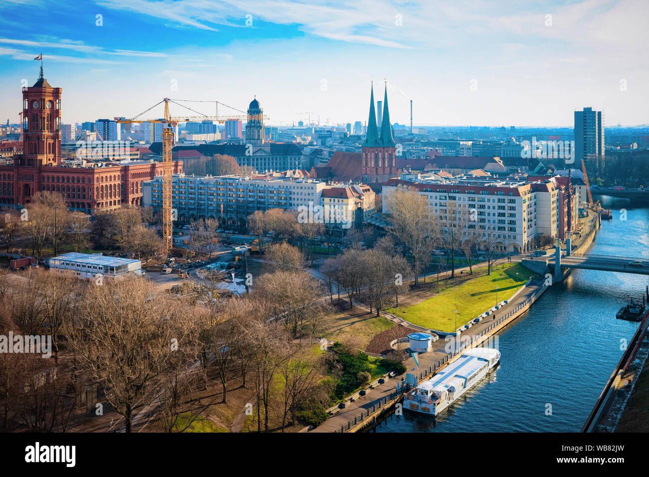 Cityscape with Spree Riverfront and Rotes Rathaus Red Old City Hall ...