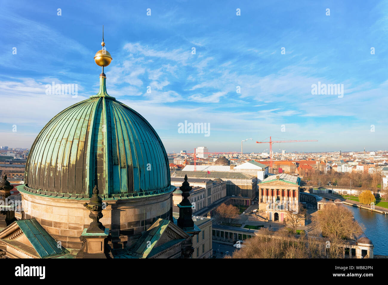 Panoramic view with Dome of Berlin Cathedral in German City centre in ...