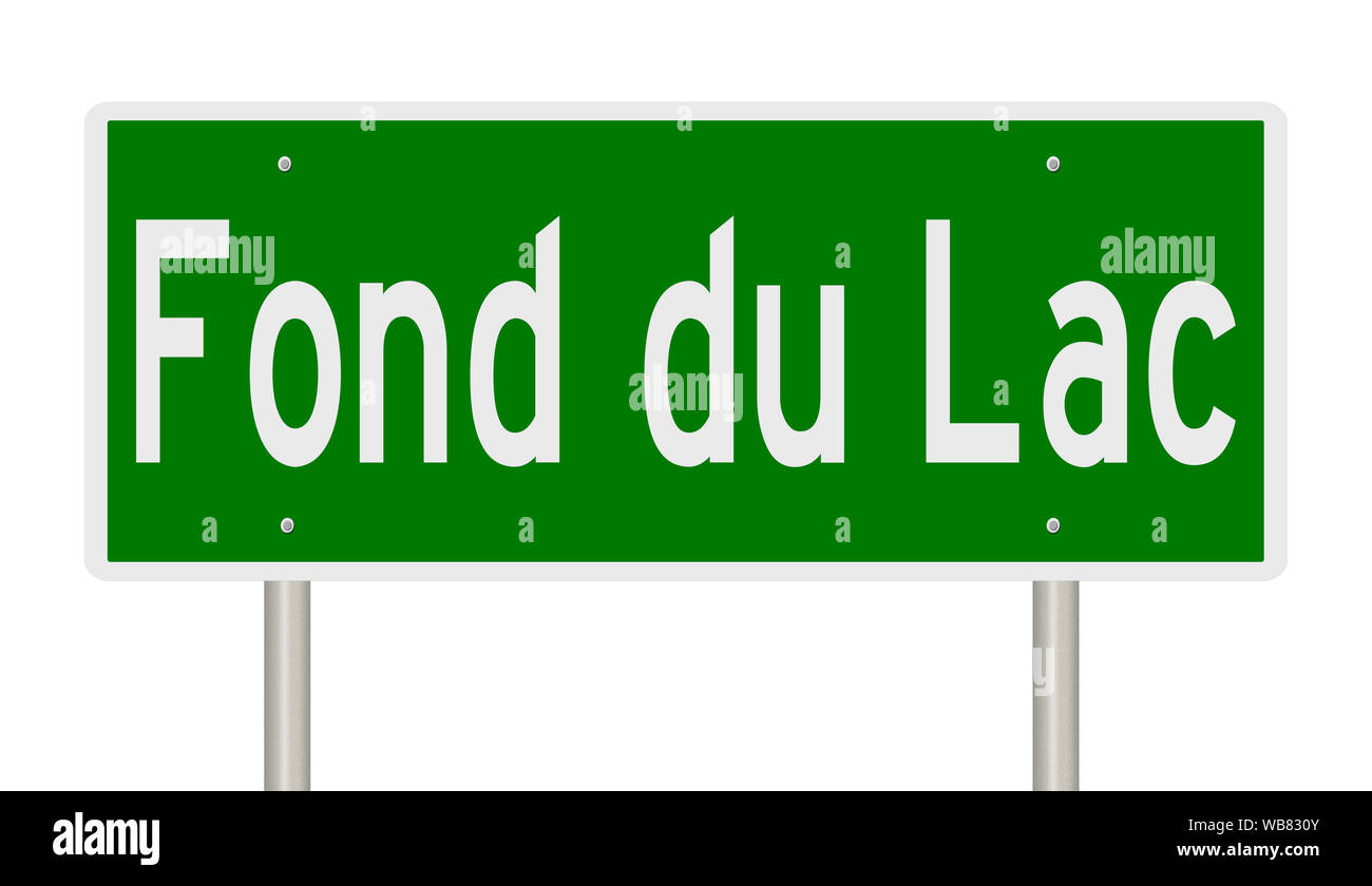 Rendering of a green highway sign for Fond du Lac Wisconsin Stock Photo ...