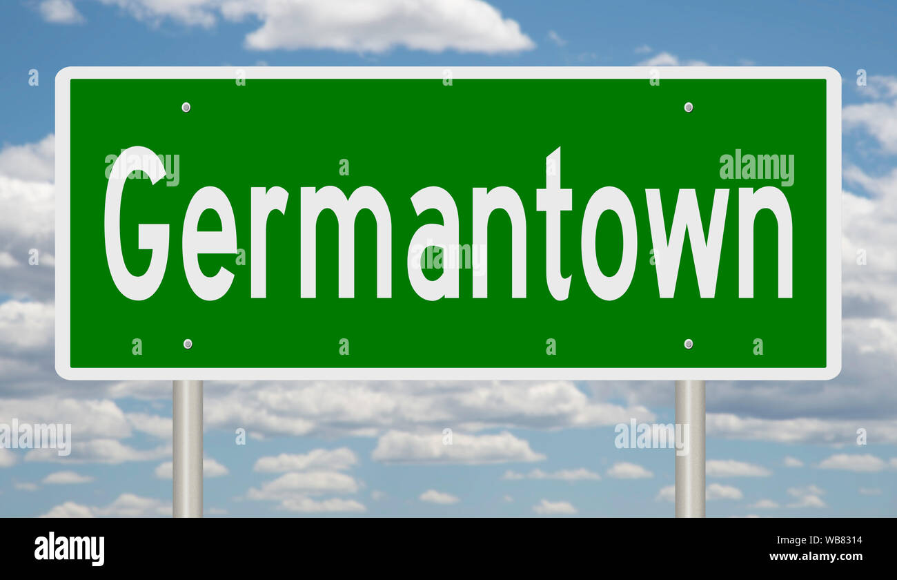 Rendering of a green highway sign for Germantown Wisconsin Stock Photo ...