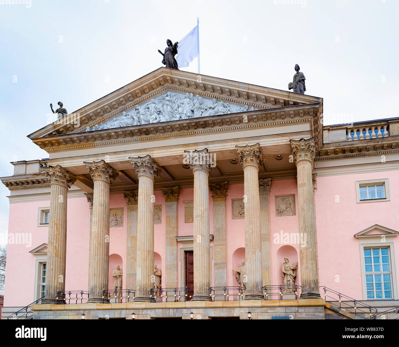 Detail of facade of State Opera house Staatsoper in Street in German ...