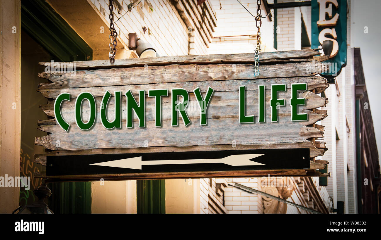 Street Sign the Direction Way to Country Life Stock Photo - Alamy