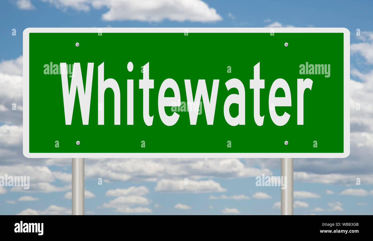 Rendering of a green highway sign for Whitewater Wisconsin Stock Photo ...