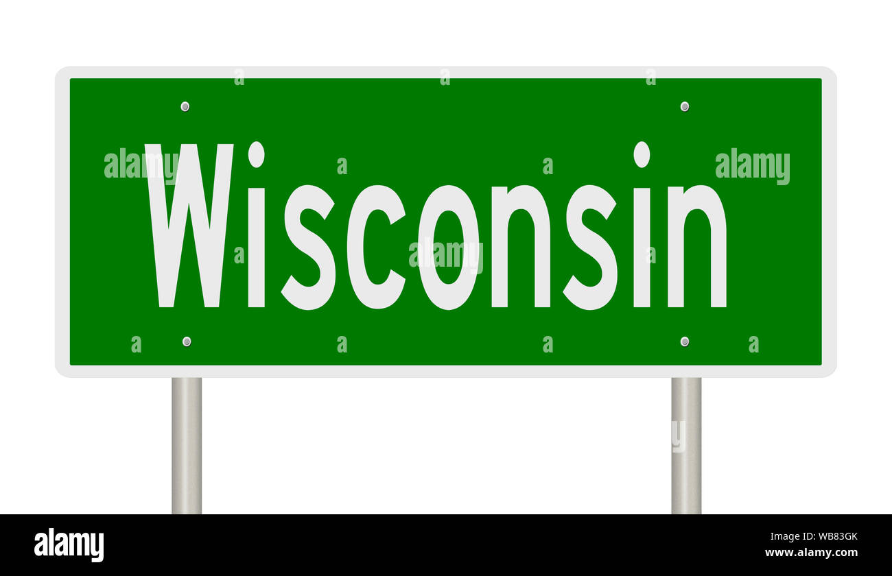Rendering of a green highway sign for Wisconsin Stock Photo - Alamy