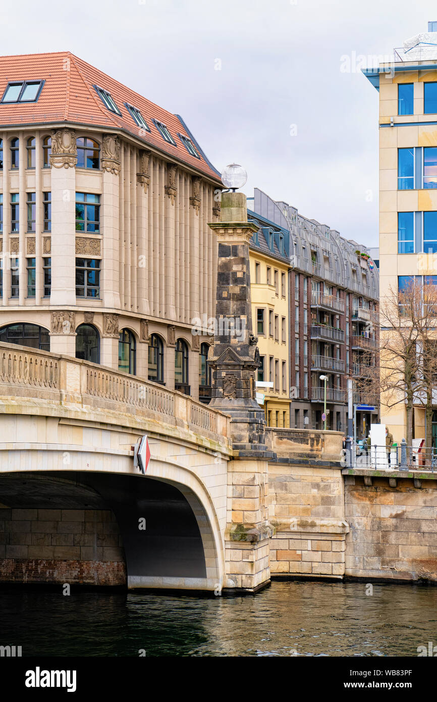 Cityscape of Berlin Mitte and Spree Riverfront in City centre. Modern ...
