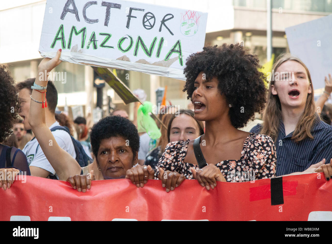 London, England, UK 23rd August 2019. Environmental activists gather at ...