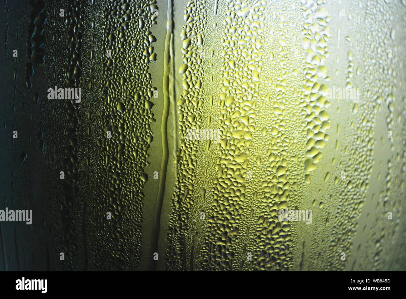 Transparent glass steamed with steam, condensation of water and small ...