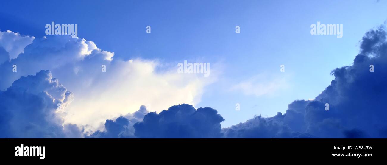 Detailed high resolution panorama of dramatic clouds in the sky with ...