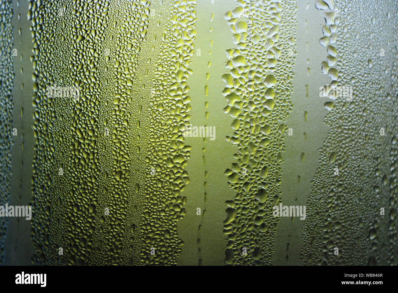 Transparent glass steamed with steam, condensation of water and small ...
