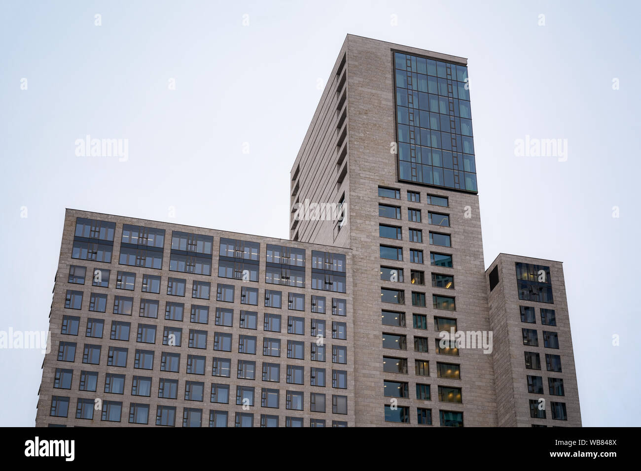 Modern glass skyscrapers as residential apartment house and office ...