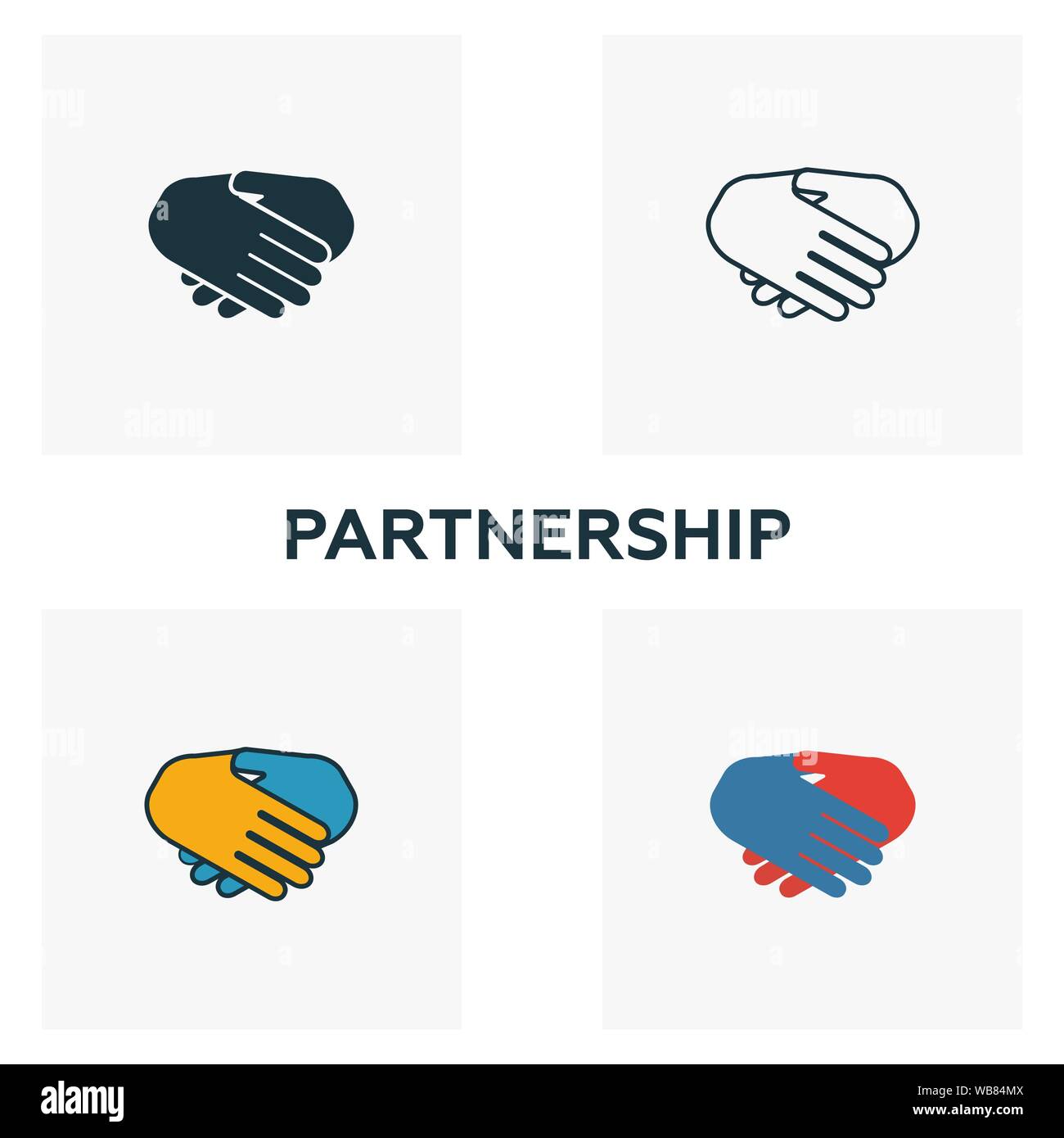 Partnership icon set. Four elements in diferent styles from advertising ...