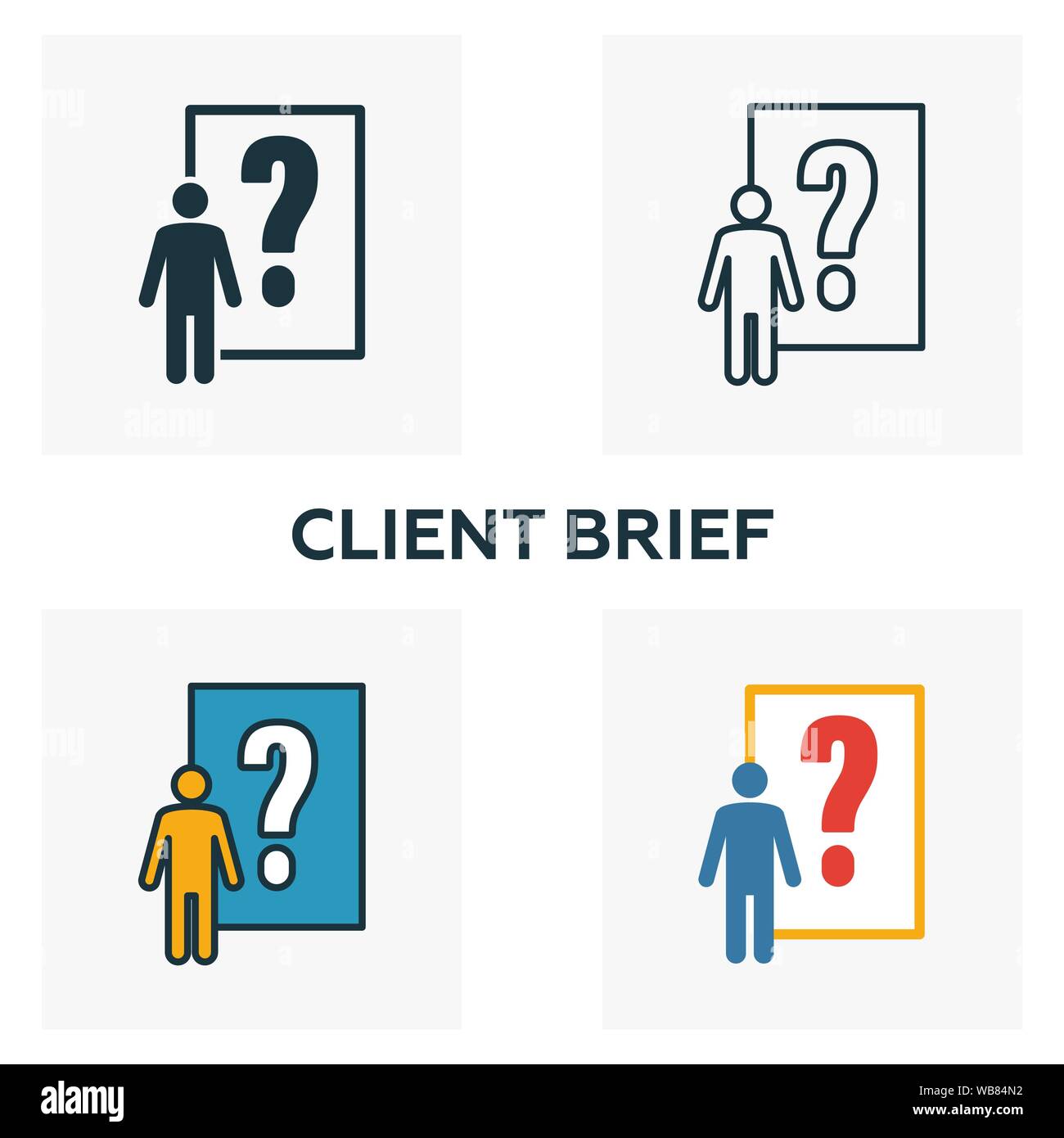 Client Brief icon set. Four elements in diferent styles from ...