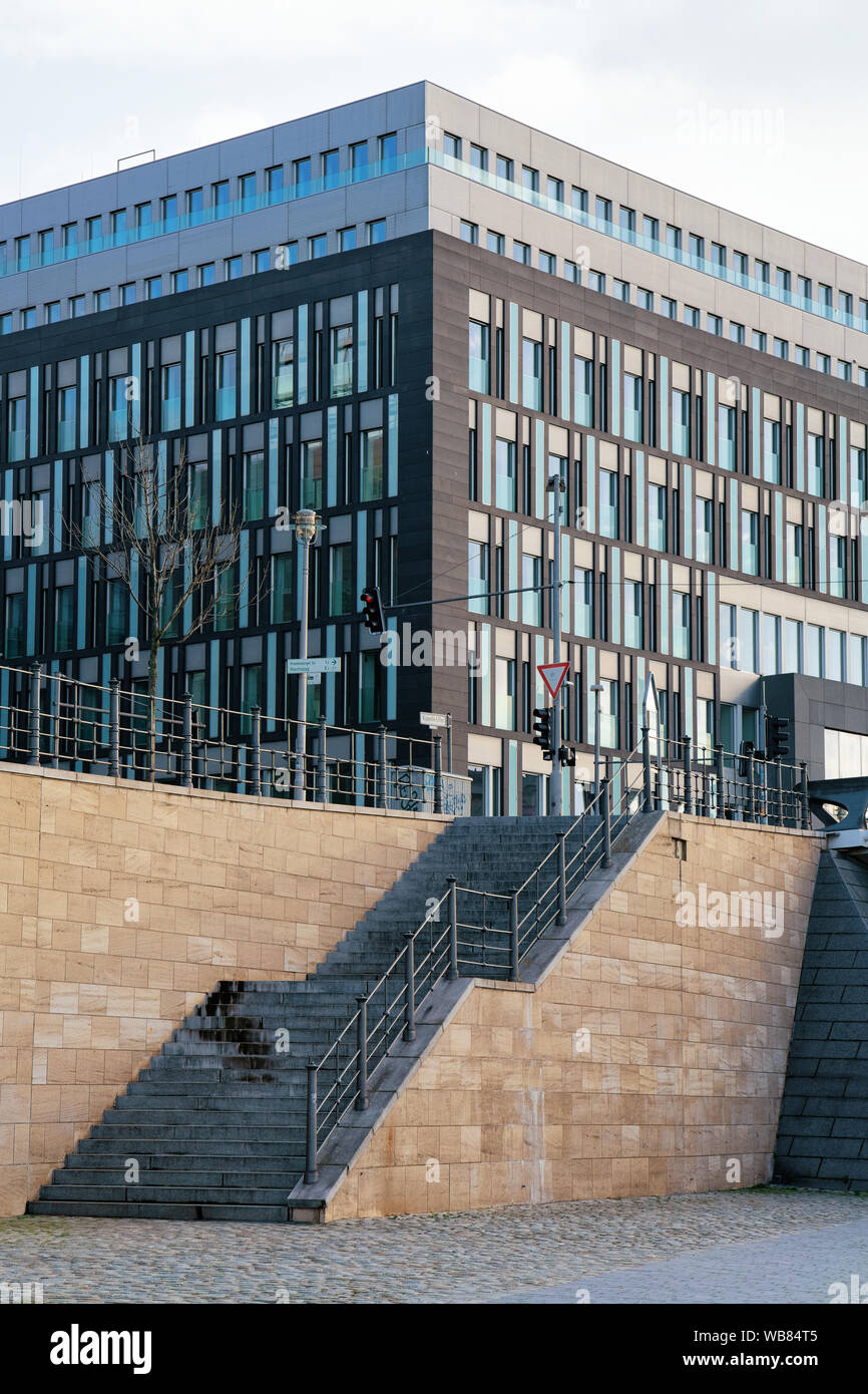 Street with staircase on the bridge at Spree Riverfront and Modern ...
