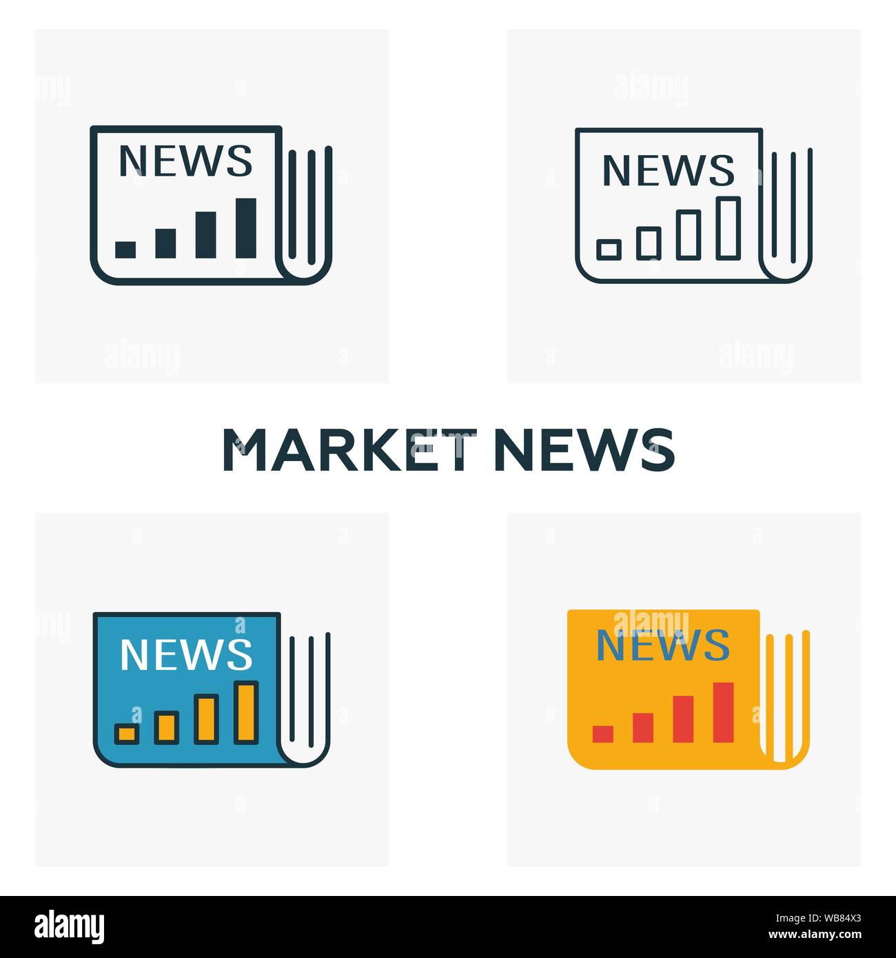 Market News icon set. Four elements in diferent styles from advertising ...