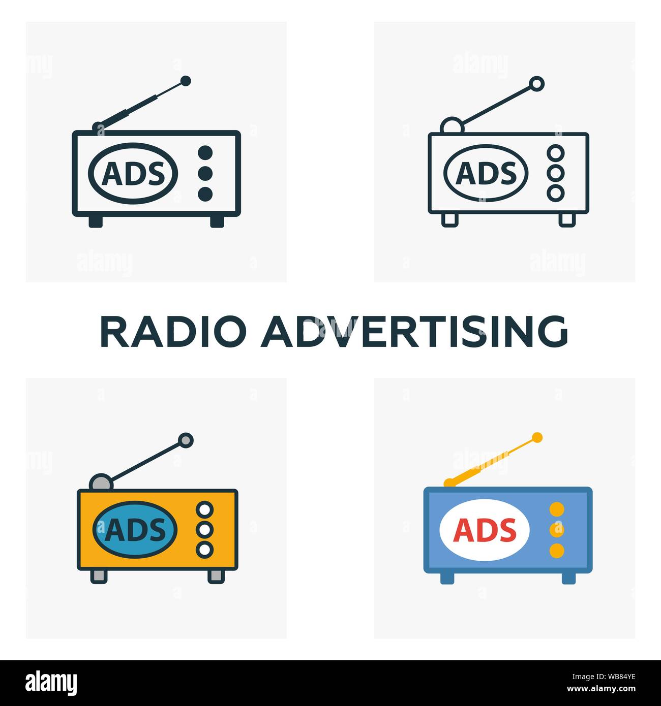 Radio Advertising icon set. Four elements in diferent styles from ...